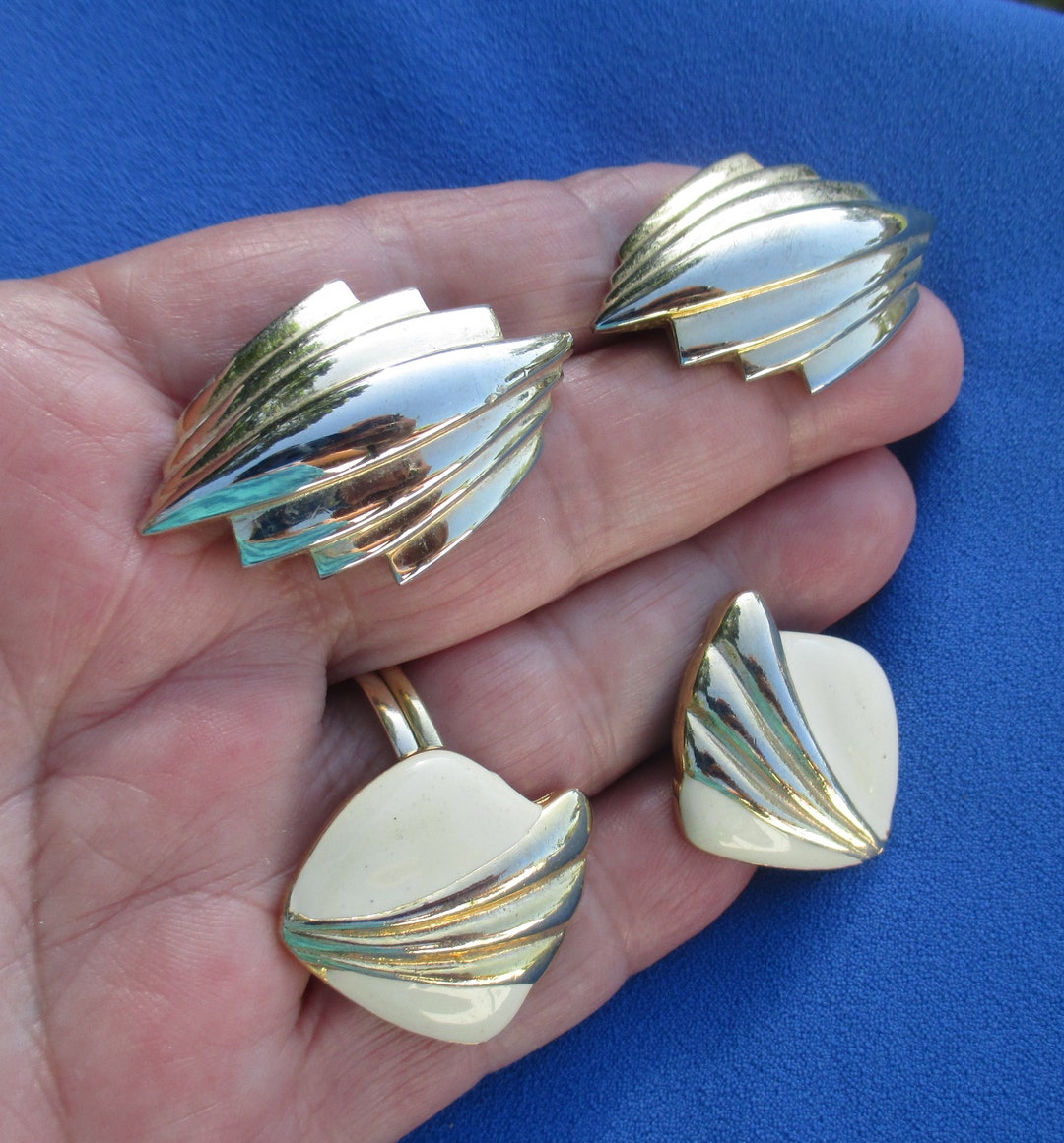 White Enamel Clip on Plus Metal Pierced Earrings - Etsy