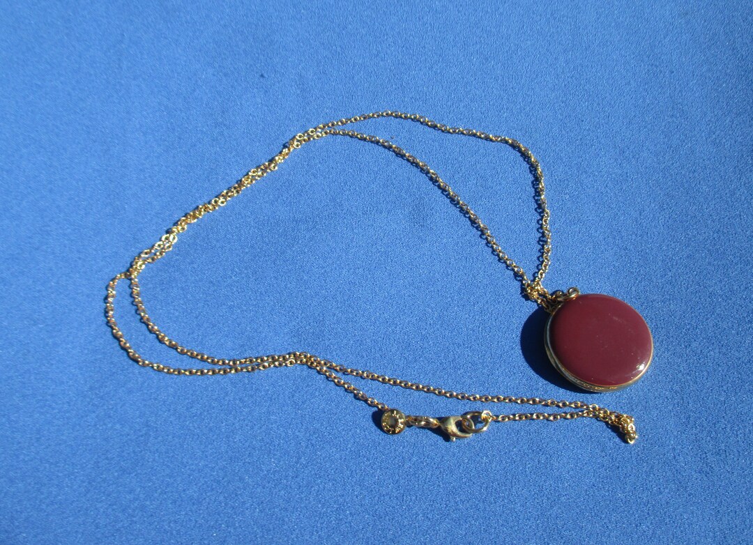 J Crew Purple Colored Round Enamel Locket Long Necklace - Etsy