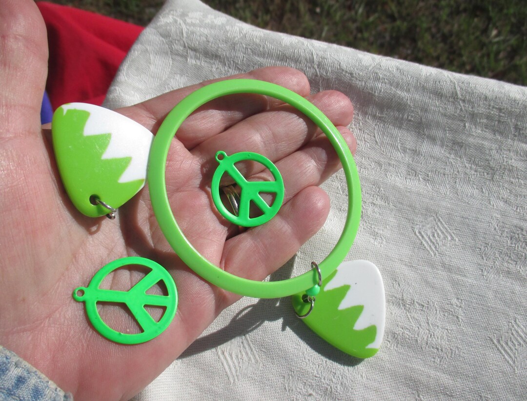 Lot of Neon Green Peace Sign Pendants, Dangles, Hoop - Etsy