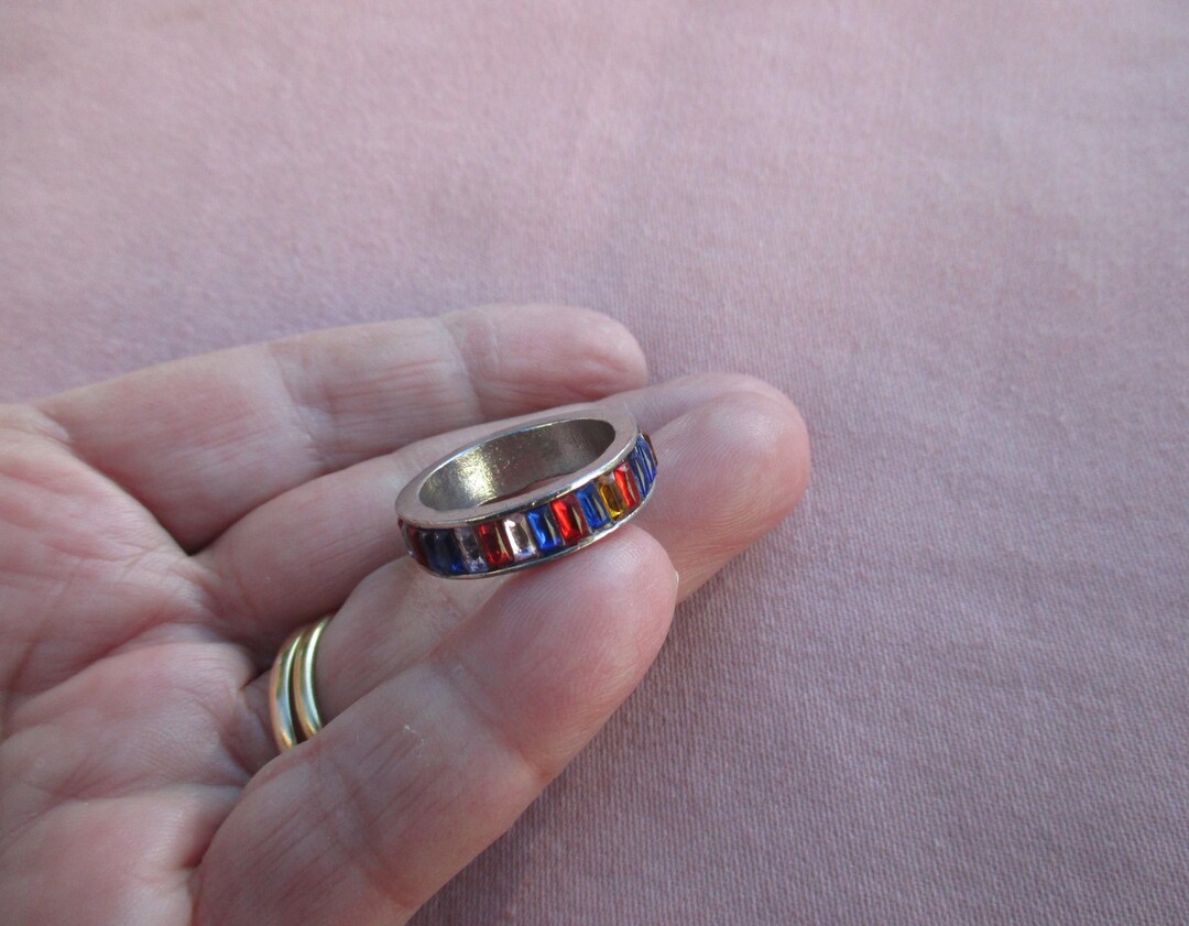 Acrylic Rhinestone Multi Colored Band Ring - Etsy