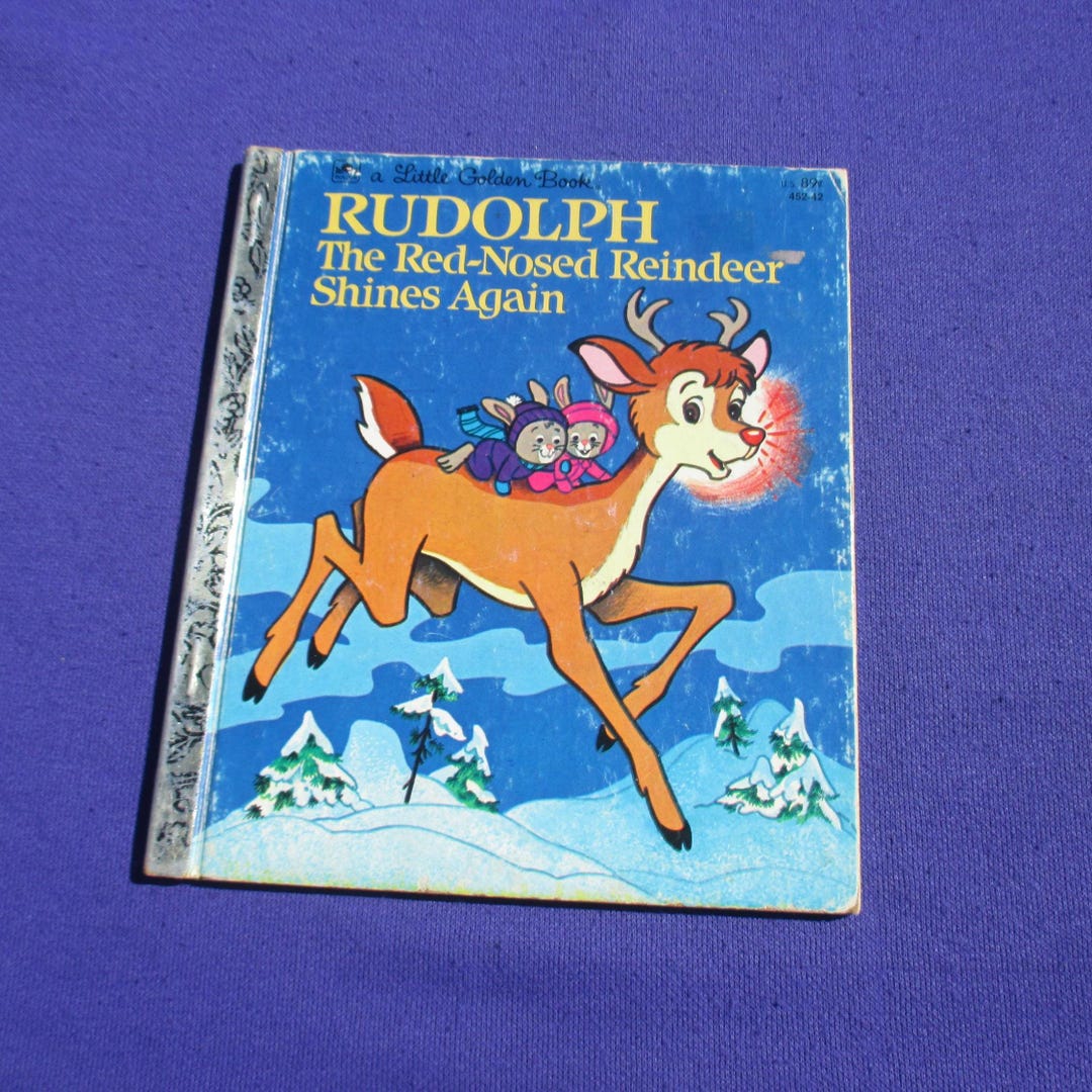 1982 Rudolph the Red Nosed Reindeer Shines Again Little Golden Book TLC ...