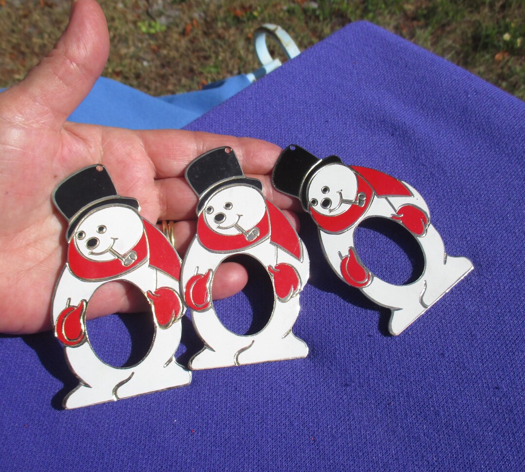 Lot of Snowman With Pipe Photo Ornaments TLC, Rust Stains - Etsy
