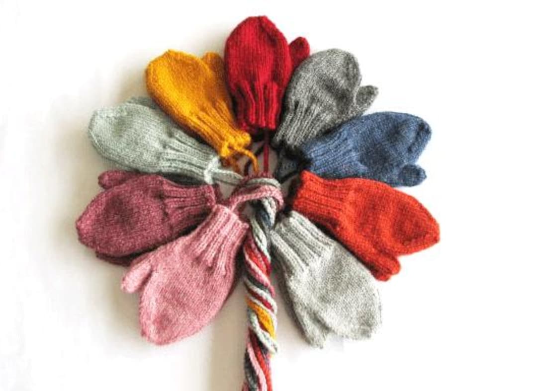 Toddler - Child Wool Blend Mittens-on-string, Three Sizes: 1-2, 2-4, 4 ...