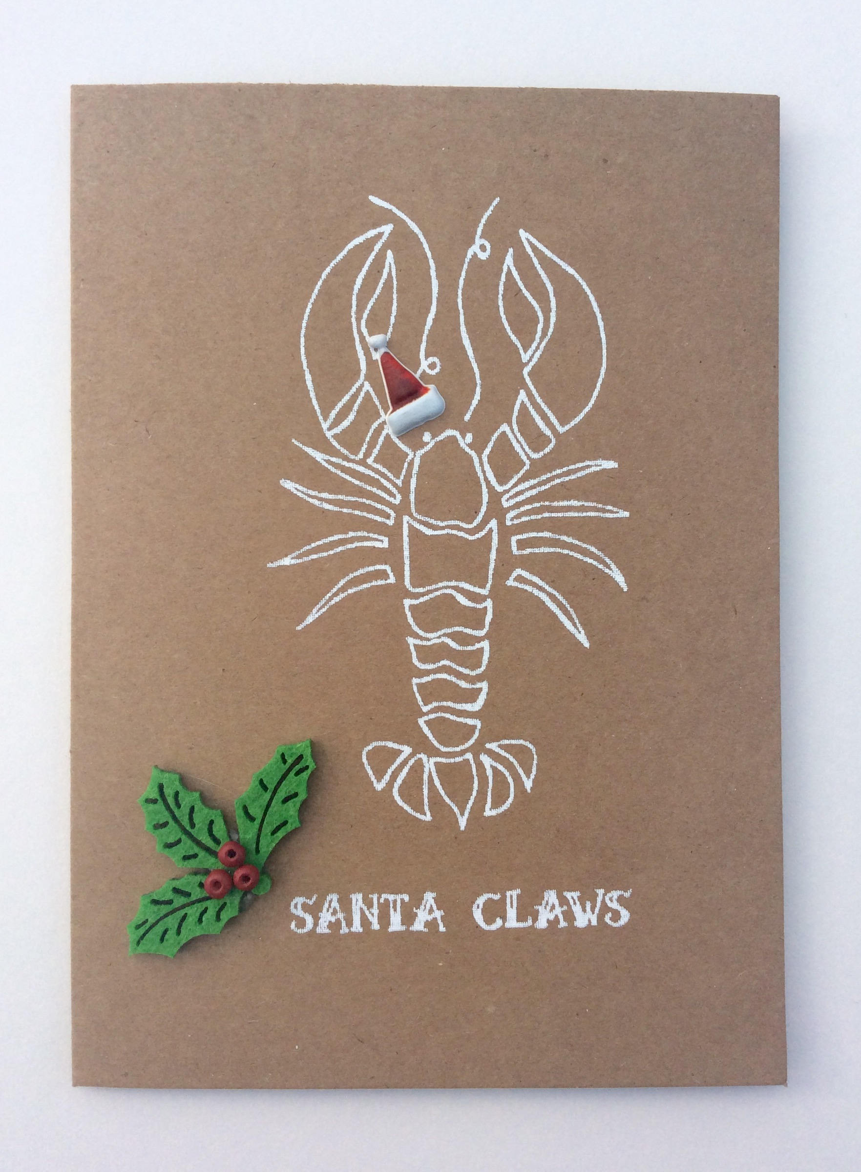 Santa Claws Lobster Card Brown - Etsy Hong Kong