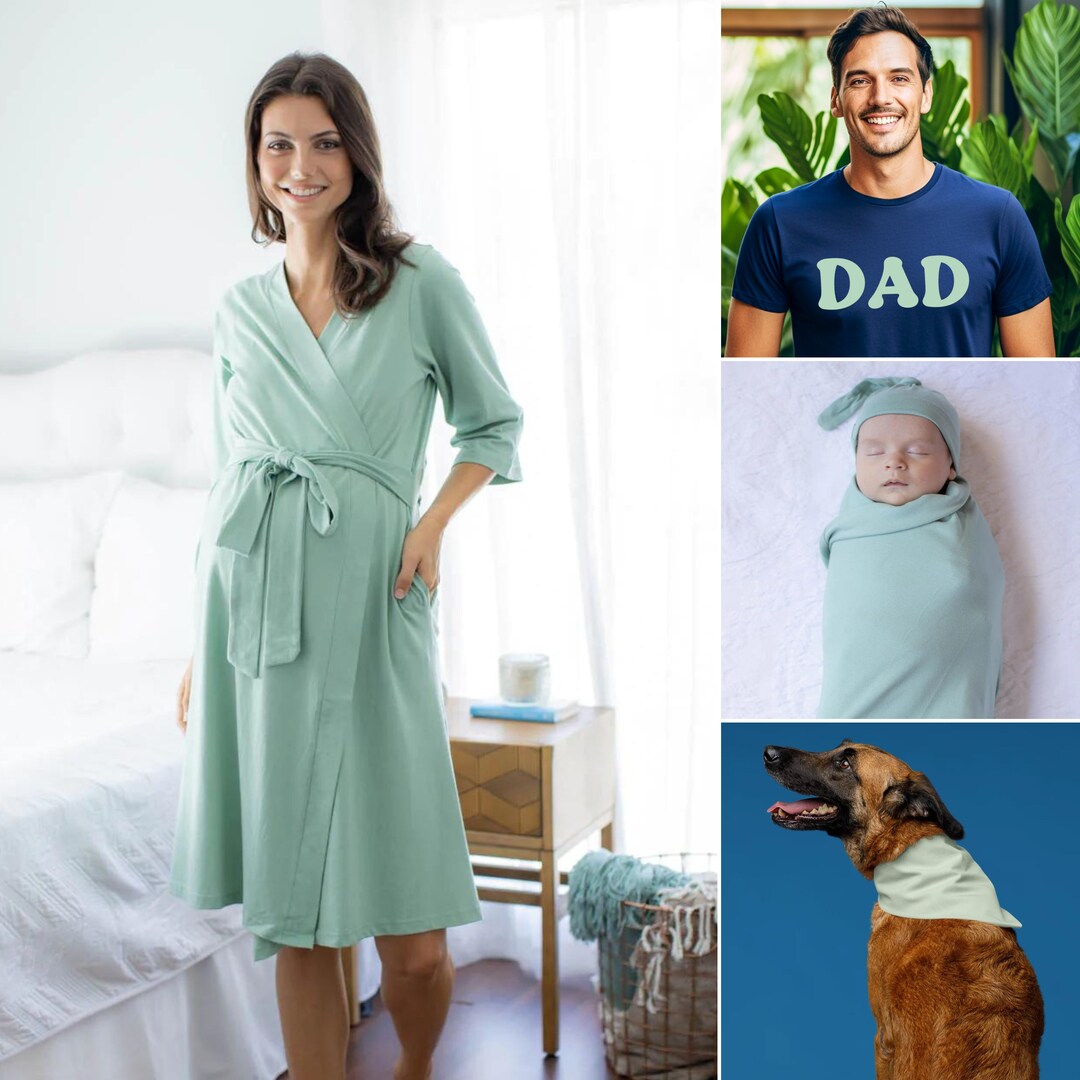 Family Matching Maternity Labor Delivery Hospital Robe & Baby Swaddle ...