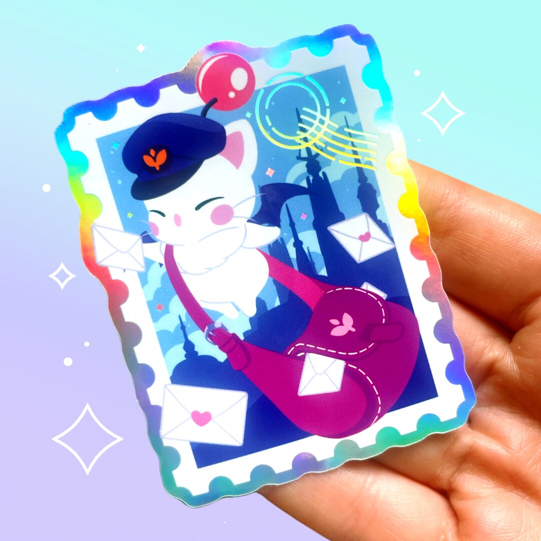 Delivery Moogle Inspired Holographic Vinyl Waterproof Sticker | FFXIV ...