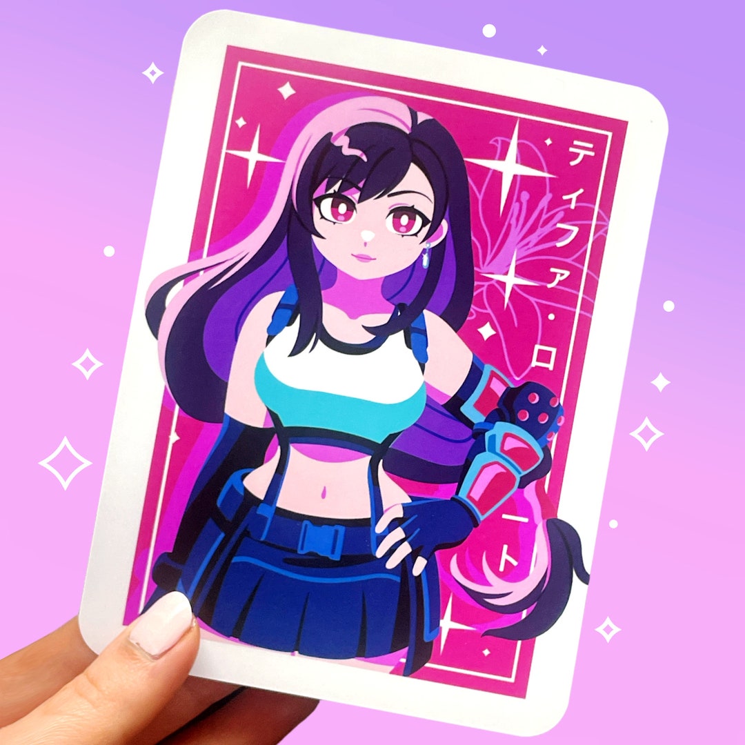 Tifa Lockhart Inspired Print FFVII Remake Rebirth Art Red and Pink ...