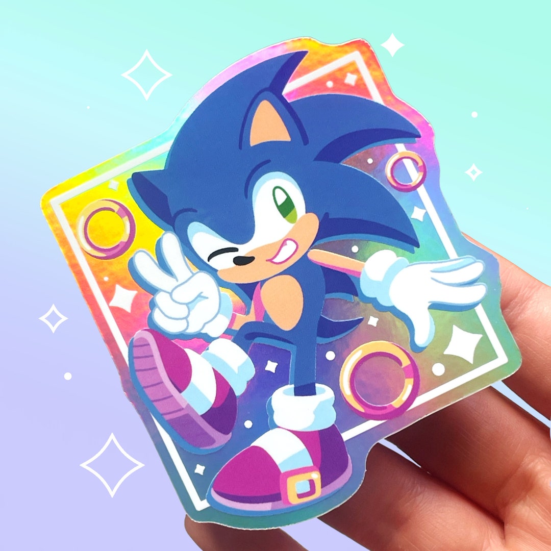Sonic Inspired Holographic Vinyl Waterproof Sticker | Chibi Blue Blur ...