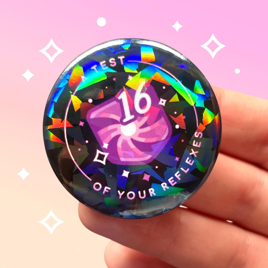 Vuln Stack FFXIV Inspired Sparkly Pin Back Button 44mm Badge | Funny ...