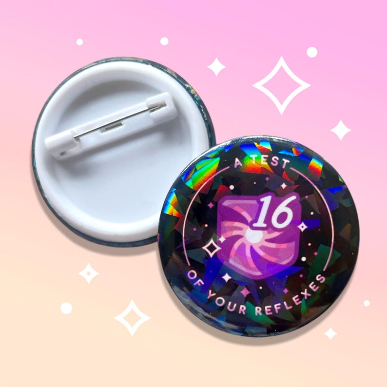 Vuln Stack FFXIV Inspired Sparkly Pin Back Button 44mm Badge | Funny ...