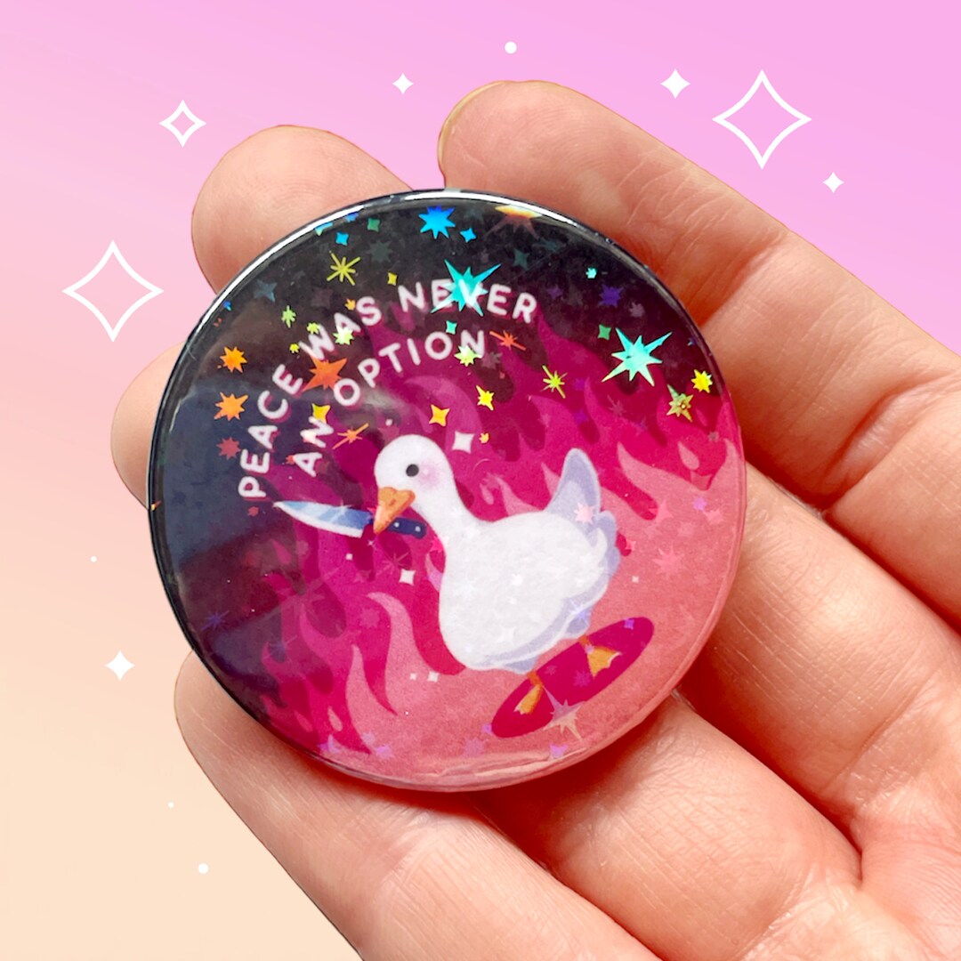 Duck Sparkly Pin Back Button 45mm Badge Cute Goose With - Etsy