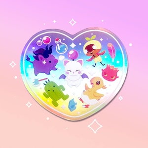 Final Fantasy Love Heart Minions Inspired Holographic Vinyl Waterproof ...
