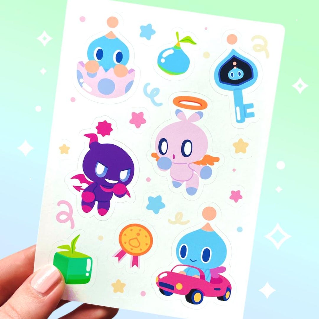 Chao Inspired A6 Sticker Sheet | Sonic Dark and Hero Chao Videogame ...