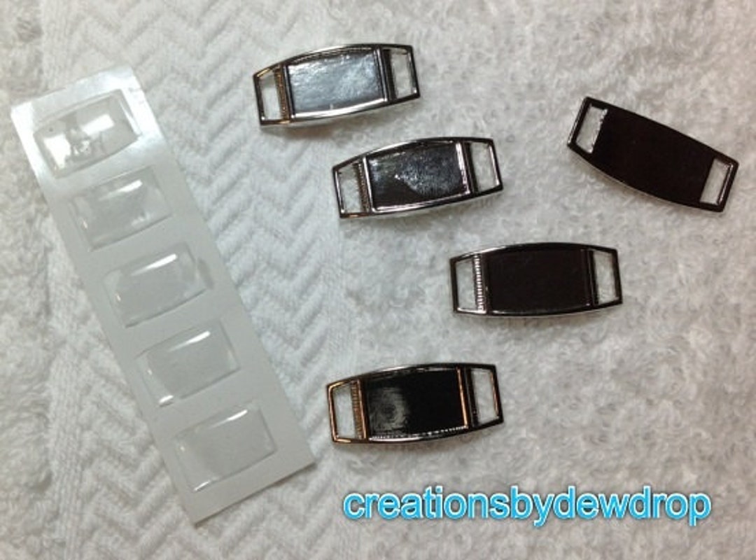 5 Blank Rectangle Alloy Paracord Shoe Lace Charms With Rectangle Epoxy ...