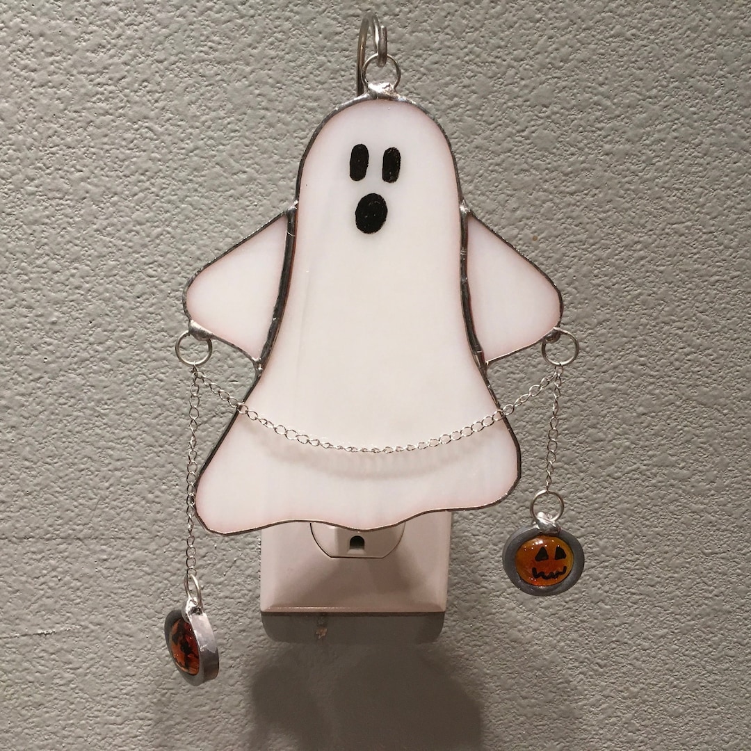 Stained Glass Halloween Ghost Suncatcher Night Light - Etsy