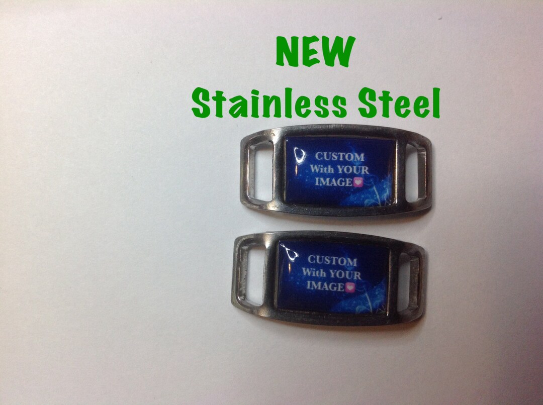 Custom Rectangle Stainless Steel Paracord Shoe Lace Charm Set of Two of ...