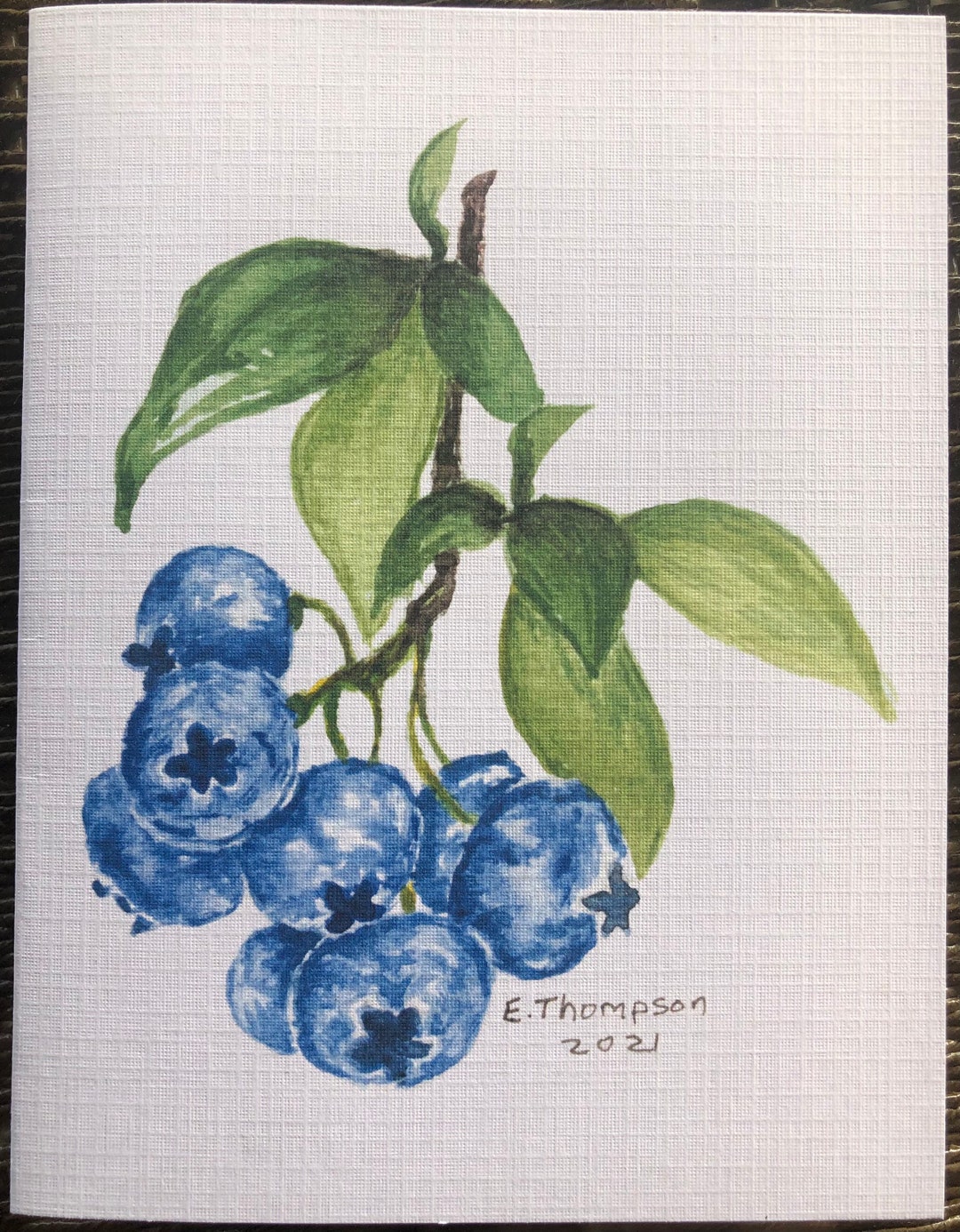 Greeting Cards Printed Watercolor Art of Delicious Blueberry Branch ...