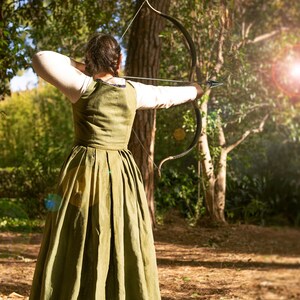 Verdeagatha Linen Dress With Trim agatha, Sleeveless Medieval Linen ...