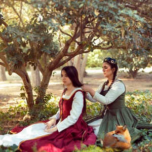 Verdeagatha Linen Dress With Trim agatha, Sleeveless Medieval Linen ...