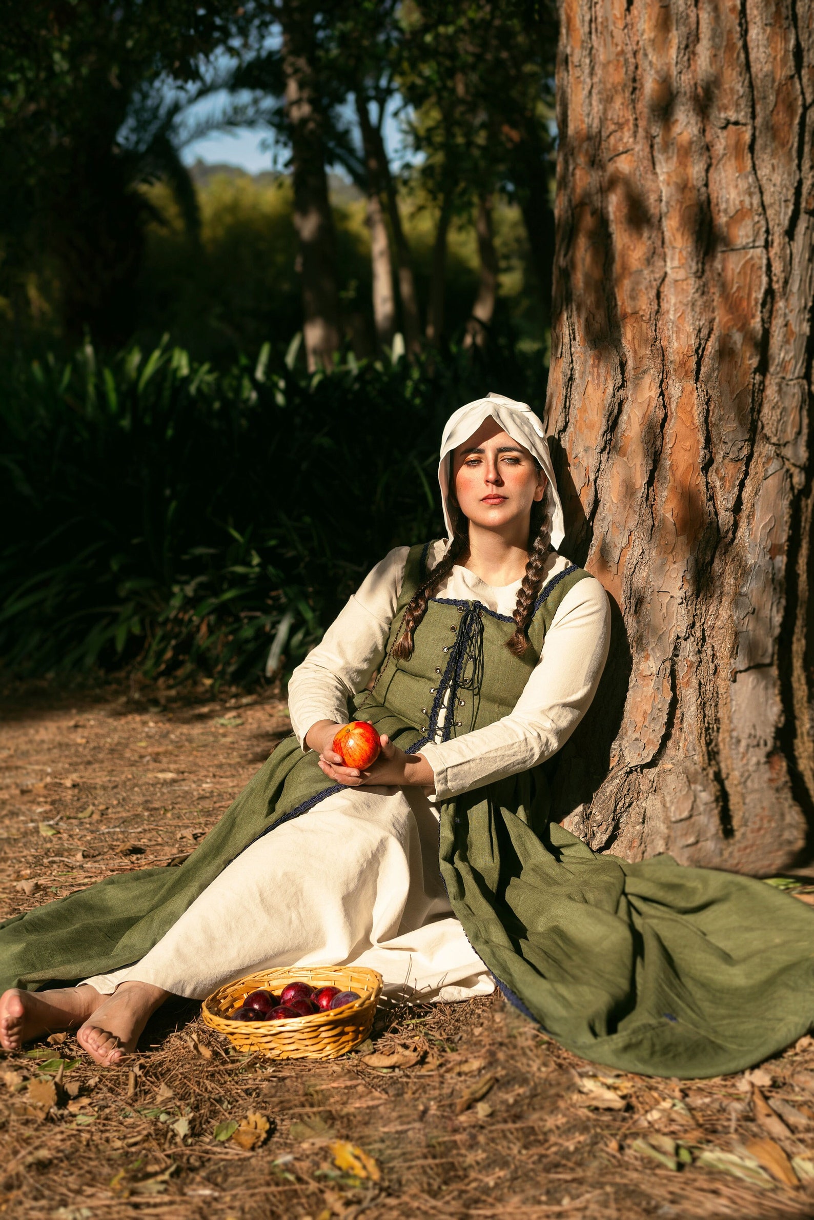 Verdeagatha Linen Dress With Trim agatha, Sleeveless Medieval Linen ...