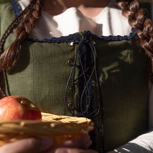 Verdeagatha Linen Dress With Trim agatha, Sleeveless Medieval Linen ...