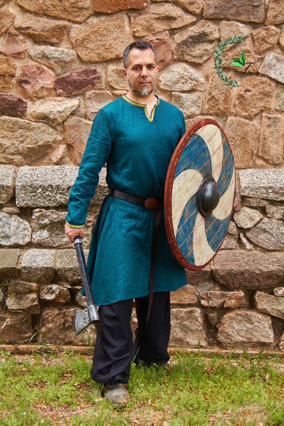 Medieval Viking Long Sleeve Linen Tunic With Trim for LARP, Reenactment ...