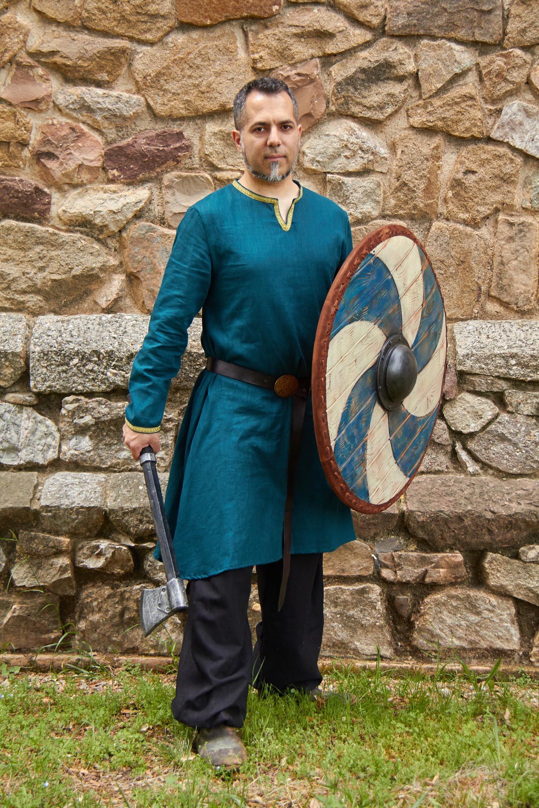 Medieval Viking Long Sleeve Linen Tunic With Trim for LARP, Reenactment ...