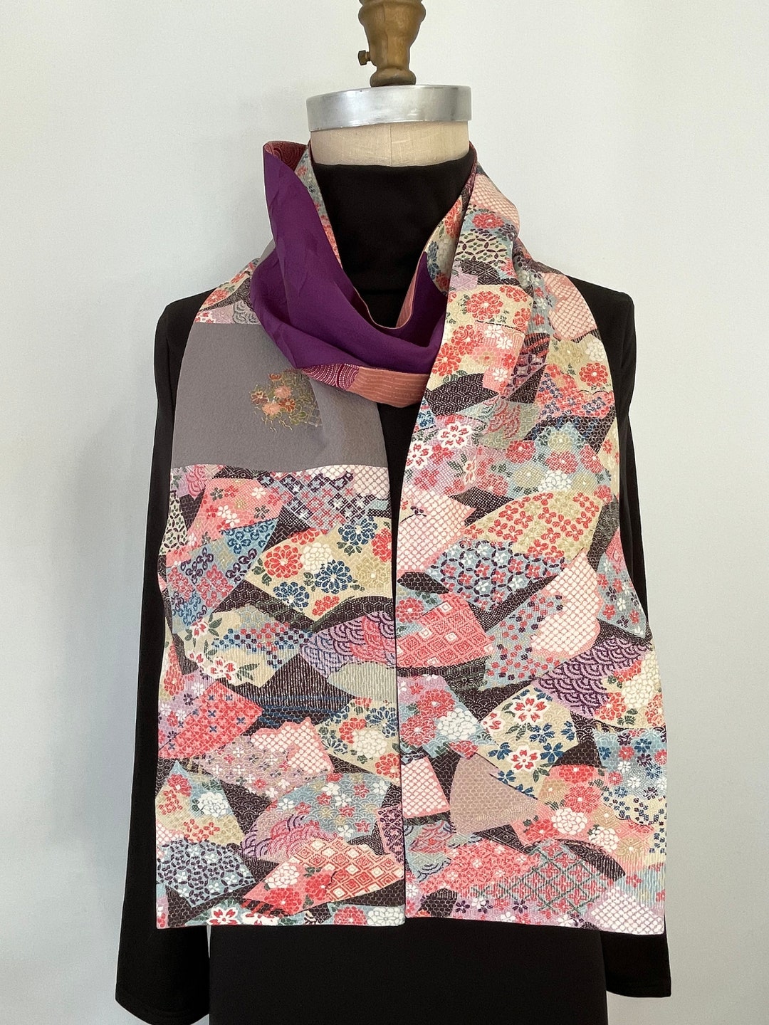 Silk Kimono Scarf Silk Scarf Amazing Japanese Vintage - Etsy