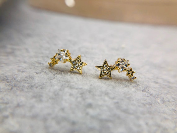 Starry Night Celestial Ear Studs Star Earring Dainty Ear | Etsy
