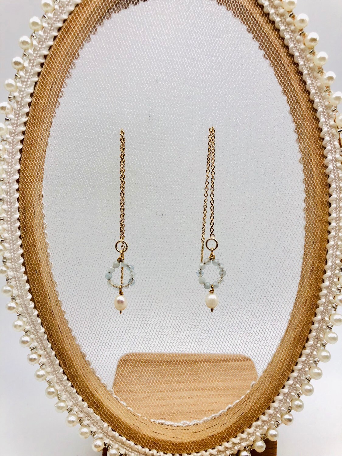 Aquamarine Ear Thread, Sterling Silver Ear Threads, Minimalist Earrings ...