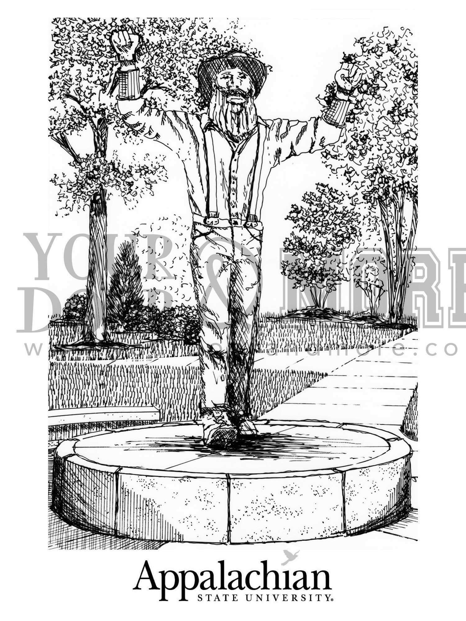 App State Drawing Appalachian State University Note Card - Etsy UK