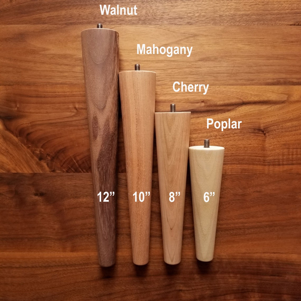 Mid Century Modern Table Legs Set of 4 12 Inch Walnut - Etsy