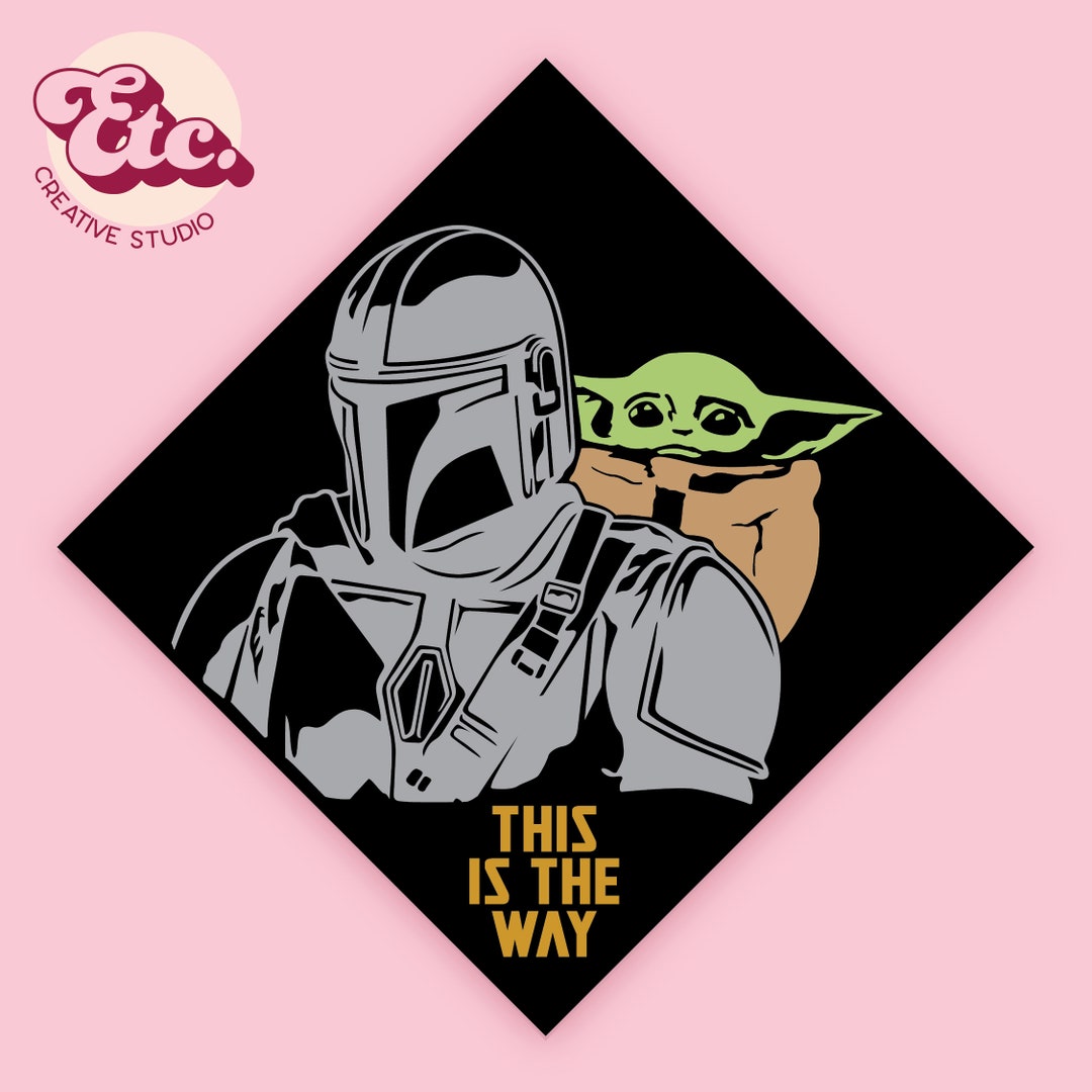 Star Wars Mando Grogu Grad Cap Topper Ready Made Fabric Grad Cap Topper ...