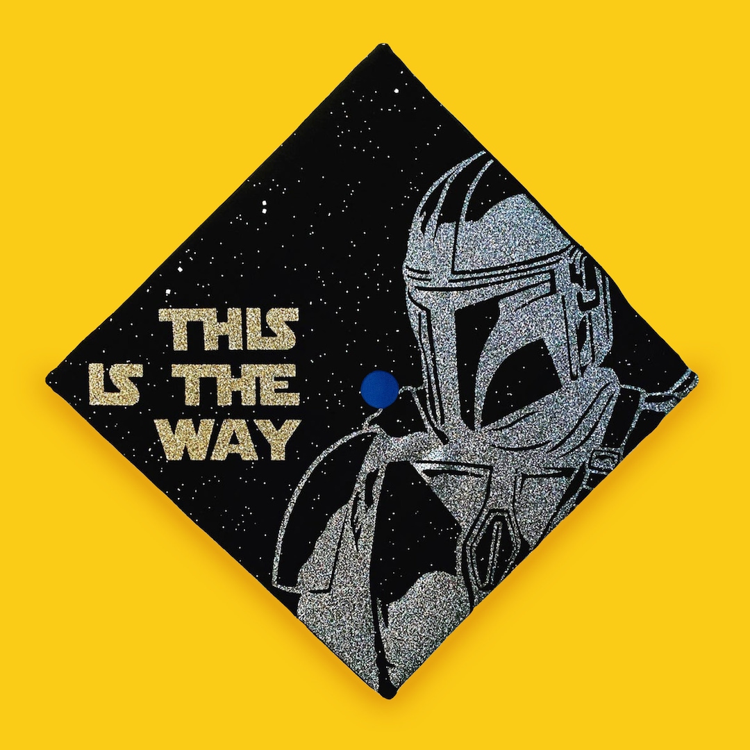Mandalorian Grad Cap Topper | Ready Made Fabric Grad Cap Topper | 9"x9 ...