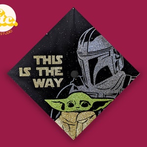 Mandalorian & Grogu Grad Cap Topper | Ready Made Fabric Grad Cap Topper ...