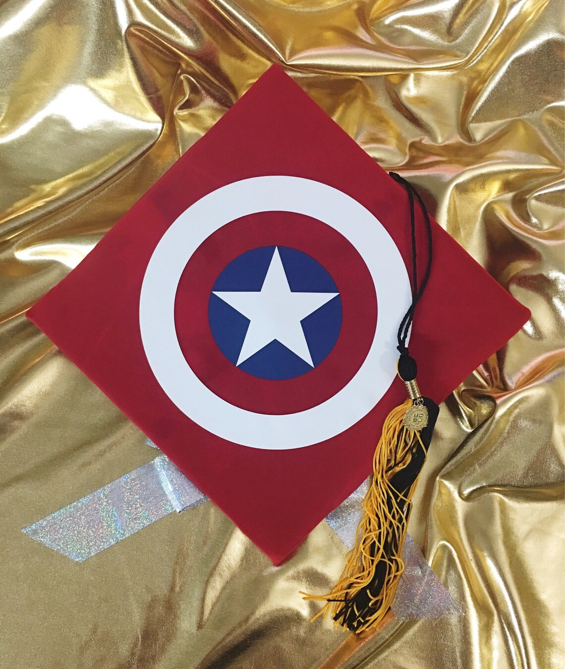 Captain America Shield Grad Cap Cover | Etsy