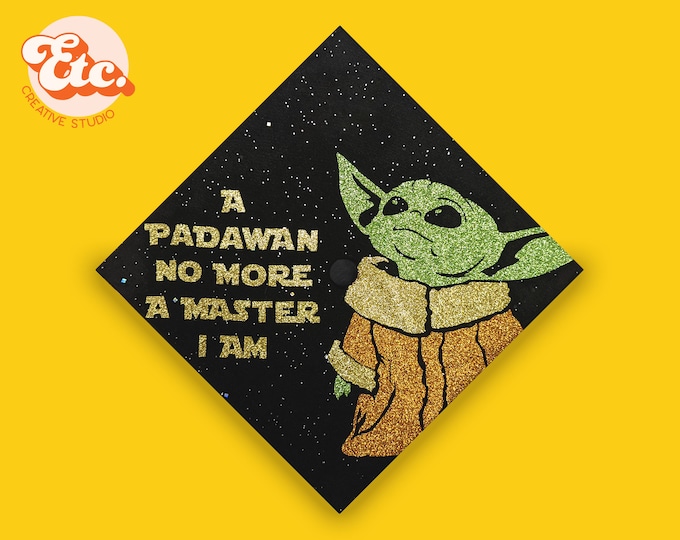 Star Wars Grogu Grad Cap Topper | Ready Made Fabric Grad Cap Topper | 9 ...