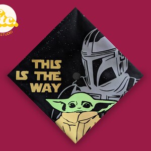 Mandalorian & Grogu Grad Cap Topper | Ready Made Fabric Grad Cap Topper ...