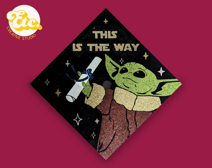 Star Wars Grogu Grad Cap Topper | Ready Made Fabric Grad Cap Topper | 9 ...