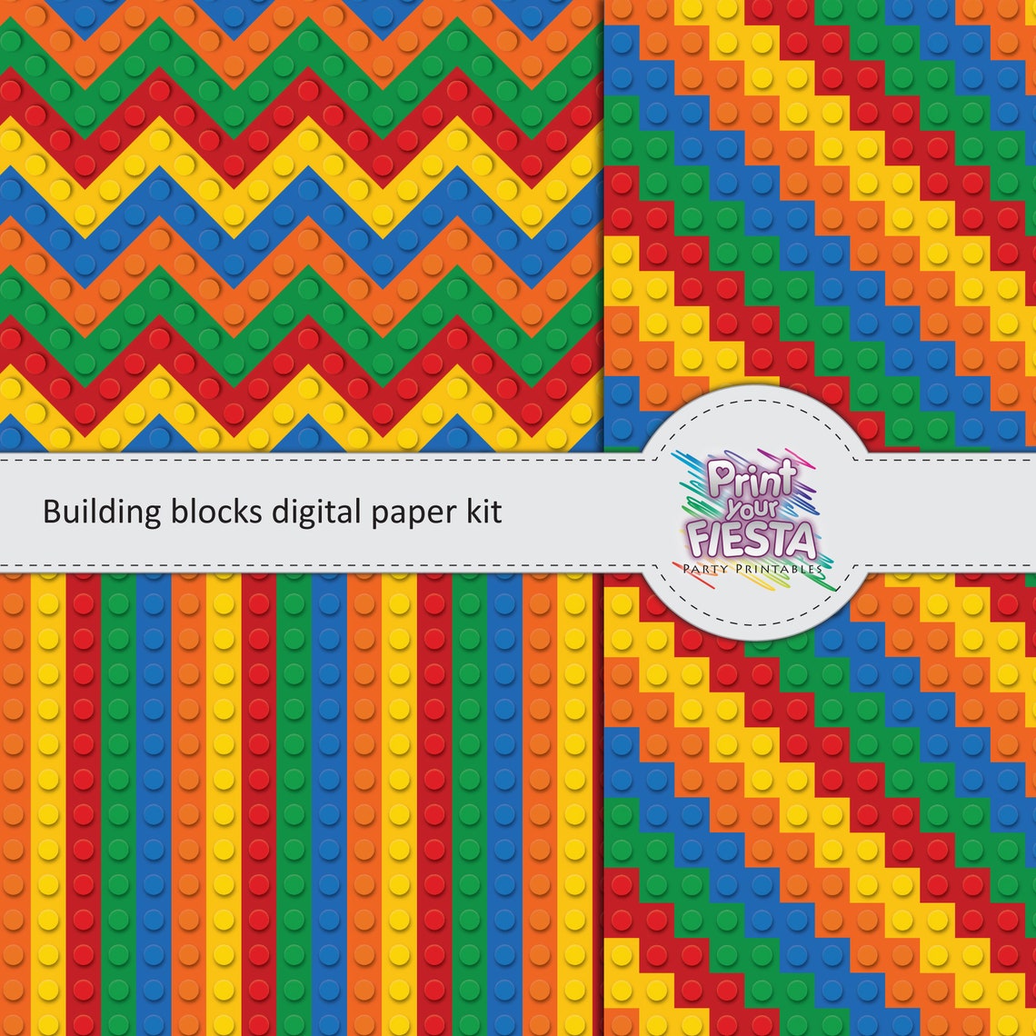 Building Blocks Inspired Digital Paper, Backgrounds - Etsy