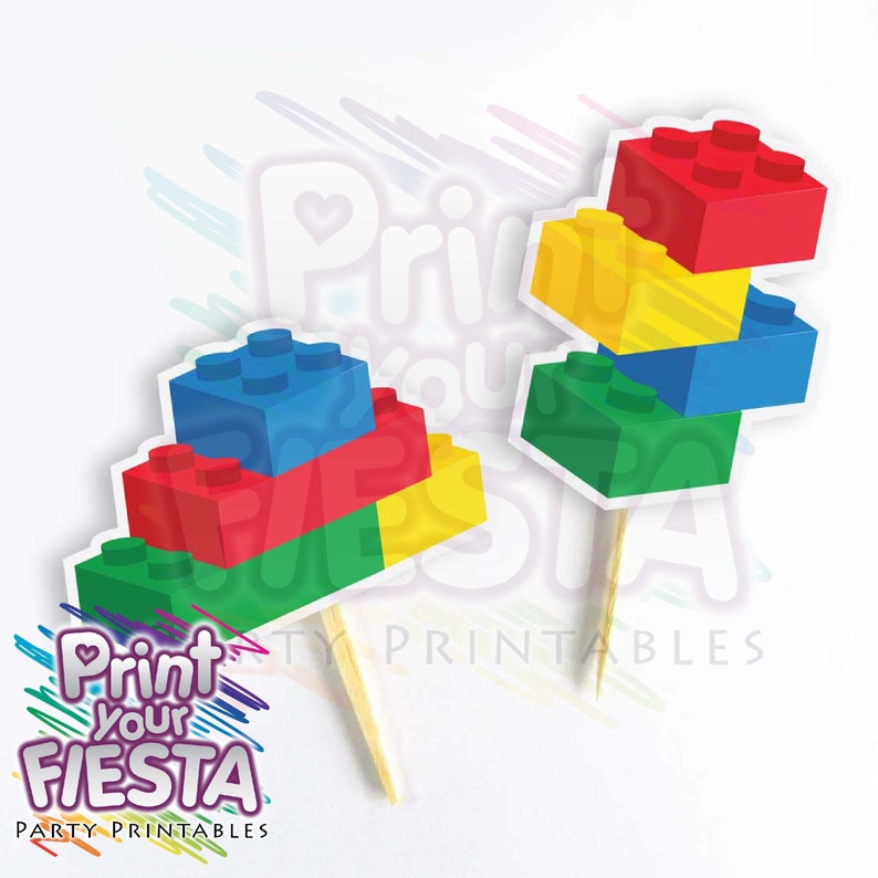 Building Blocks Inspired Cupcake Toppers - Etsy