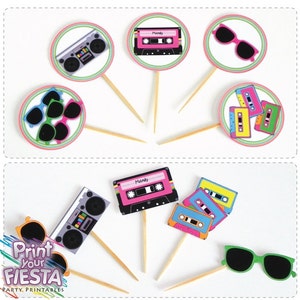 Print Your Fiesta Editable Digital Party Set - 80's Retro Party Kit ...