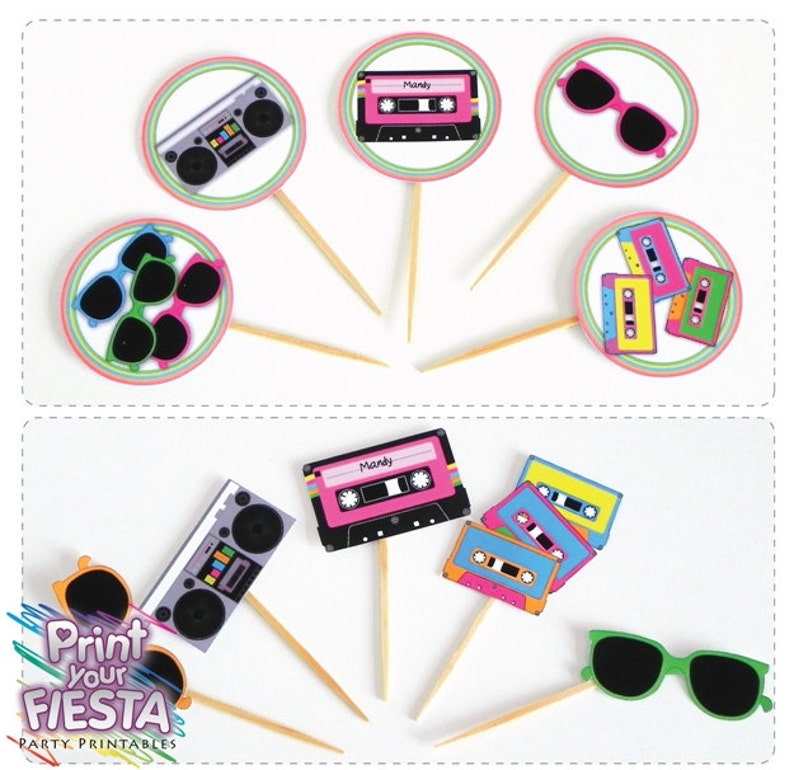 Print Your Fiesta Editable Digital Party Set - 80's Retro Party Kit ...