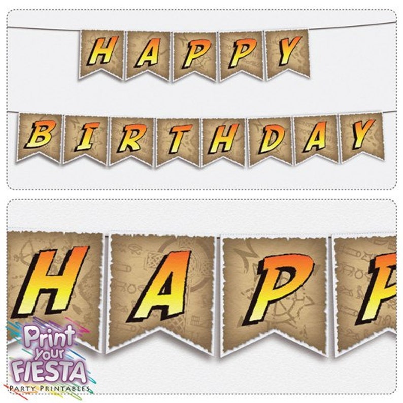 Treasure Hunter Indiana Jones Inspired Banner Complete Abc, 26 Pennants ...