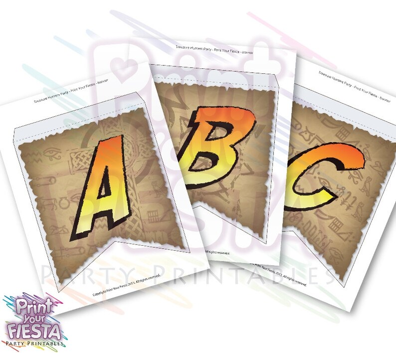 Treasure Hunter Indiana Jones Inspired Banner Complete Abc, 26 Pennants ...
