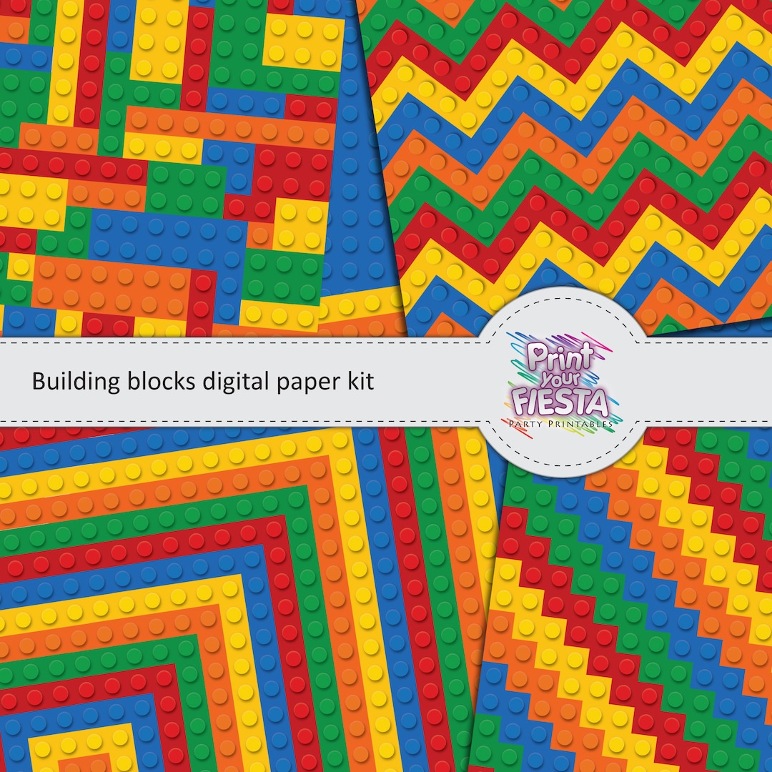 Building Blocks Inspired Digital Paper, Backgrounds - Etsy