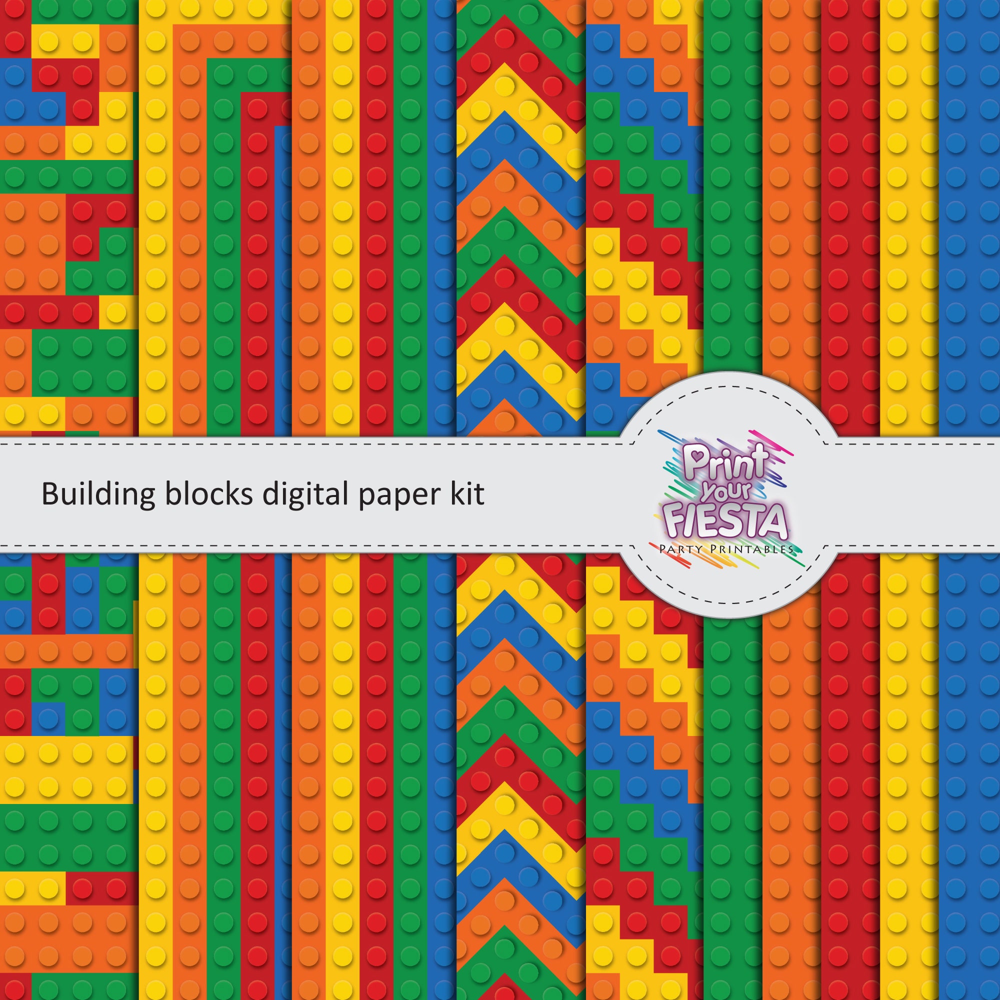 Building Blocks Inspired Digital Paper, Backgrounds - Etsy
