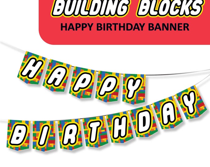 Printable Custom Brick Building Block Party Sign Banner Sign Decor ...