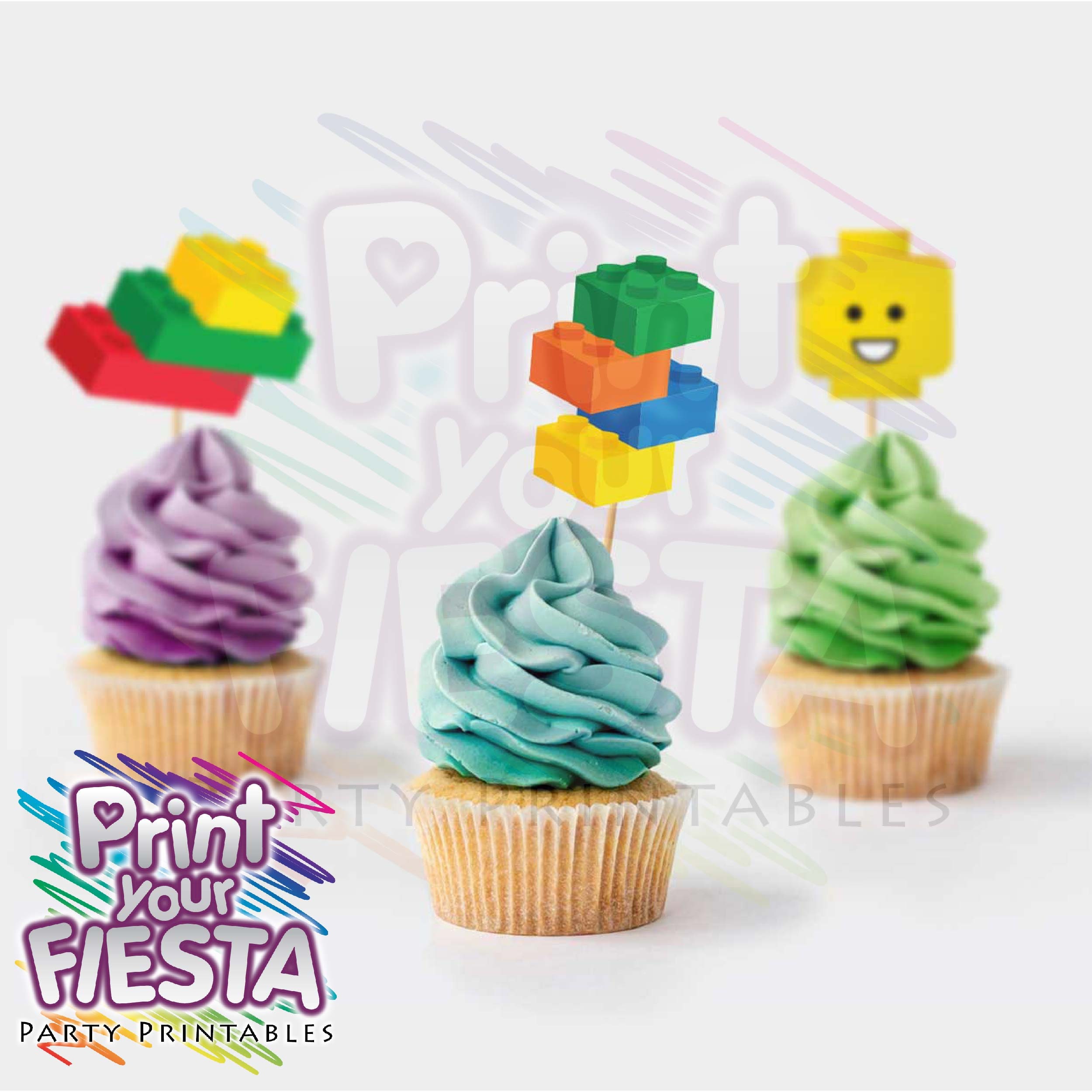 Building Blocks Inspired Cupcake Toppers - Etsy