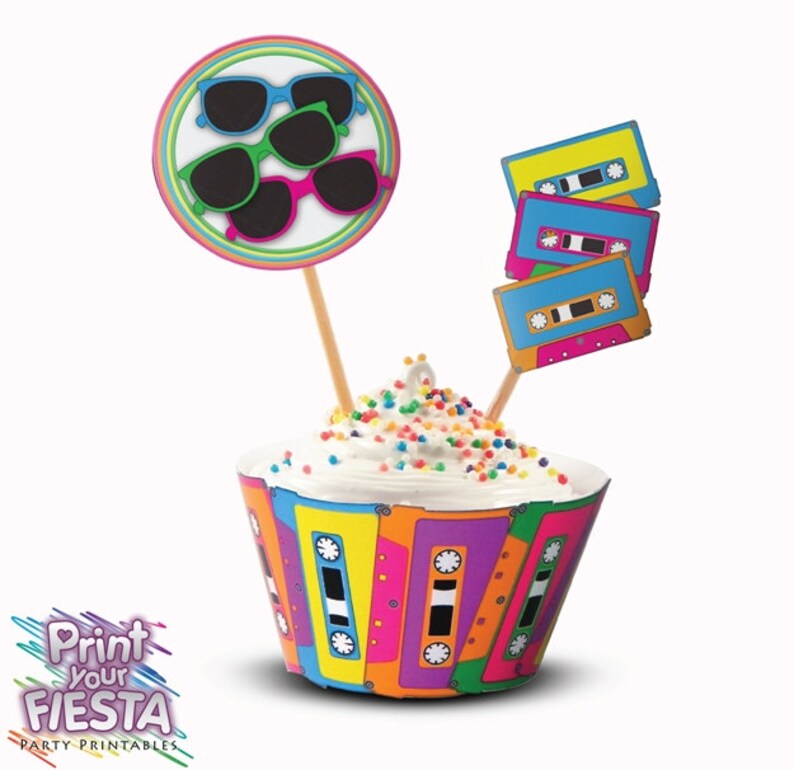 Print Your Fiesta Editable Digital Party Set - 80's Retro Party Kit ...